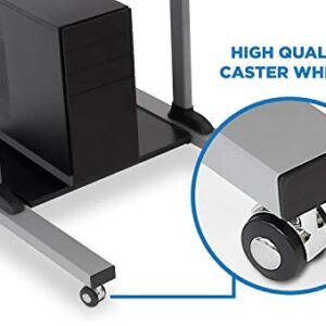 Mount-It! Mobile Standing Desk/Height Adjustable Stand Up Computer Work Station | Rolling Presentation Cart with 27.5 Inch Wide Platform, Locking Wheels