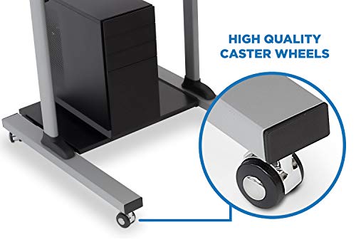 Mount-It! Mobile Standing Desk/Height Adjustable Stand Up Computer Work Station | Rolling Presentation Cart with 27.5 Inch Wide Platform, Locking Wheels