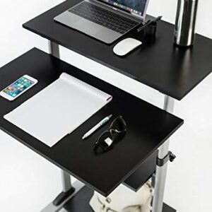 Mount-It! Mobile Standing Desk/Height Adjustable Stand Up Computer Work Station | Rolling Presentation Cart with 27.5 Inch Wide Platform, Locking Wheels