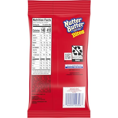 Nutter Butter Bites Peanut Butter Sandwich Cookies, Big Bag, 12 - 3 oz Packs