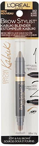 L'Oreal Paris Brow Stylist Kabuki Blender Brow Crayon, Blonde, 0.05 oz.