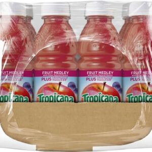 Tropicana 100% Juice, 3 flavor, 10 fl oz (Pack of 24) - Pineapple Peach Mango Juice, Fruit Medley, Strawberry Orange Juice