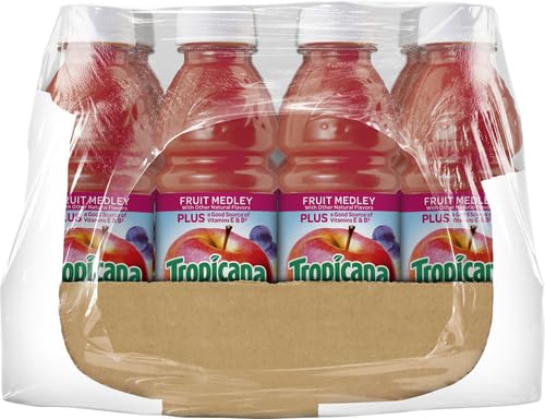 Tropicana 100% Juice, 3 flavor, 10 fl oz (Pack of 24) - Pineapple Peach Mango Juice, Fruit Medley, Strawberry Orange Juice