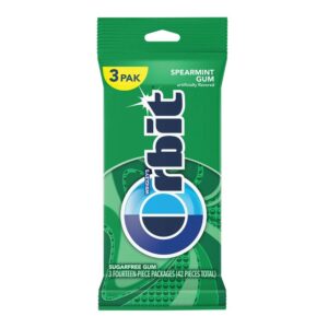 orbit spearmint sugarfree gum, 15 count pack of 3