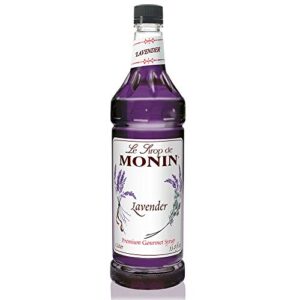 monin - lavender syrup, aromatic and floral, natural flavors, great for cocktails, lemonades, and sodas, non-gmo, gluten-free (1 liter)