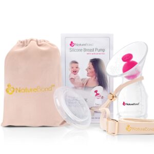 NatureBond Silicone Breast Pump with lid, Stopper, Strap, Pouch. Breastfeeding Essential Premium All in 1 Set. 3.4oz 100ml (Premium All-in-ONE)