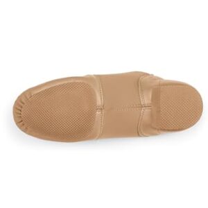 Balera Jazz Shoe Leather Slip On for Dance with Synthetic Rubber Split Sole Caramel