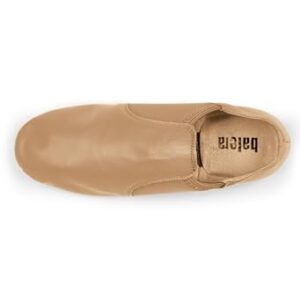 Balera Jazz Shoe Leather Slip On for Dance with Synthetic Rubber Split Sole Caramel