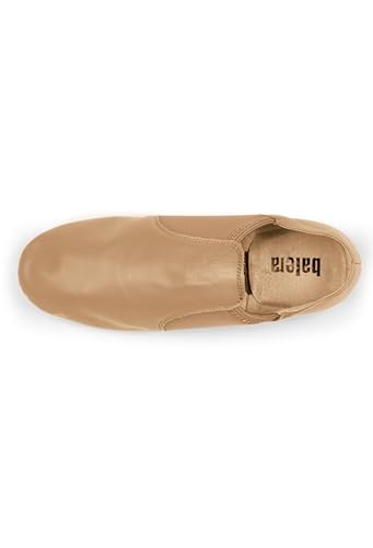 Balera Jazz Shoe Leather Slip On for Dance with Synthetic Rubber Split Sole Caramel