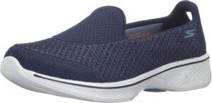 skechers performance women's go walk 4 kindle slip-on walking shoe, navy/white, 9.5 wide