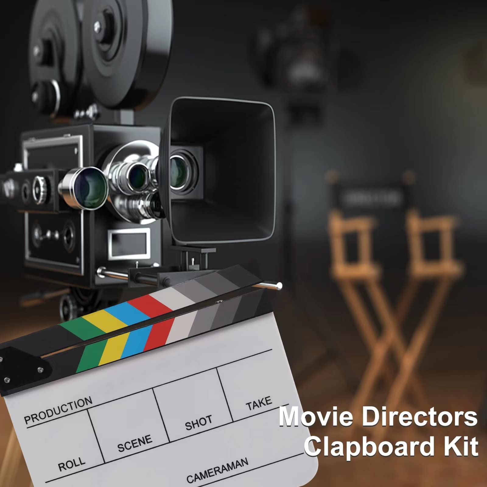 Brandon-dy 10“x12”Acrylic Film Movie Directors Clapboard,Hollywood Filming Slate Movie Clapboard,Movie Film Clap Board，Cut Action Scene Board for Films