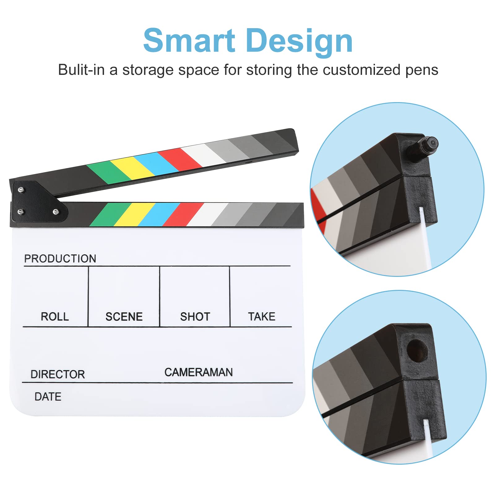 Brandon-dy 10“x12”Acrylic Film Movie Directors Clapboard,Hollywood Filming Slate Movie Clapboard,Movie Film Clap Board，Cut Action Scene Board for Films