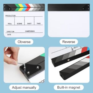 Brandon-dy 10“x12”Acrylic Film Movie Directors Clapboard,Hollywood Filming Slate Movie Clapboard,Movie Film Clap Board，Cut Action Scene Board for Films