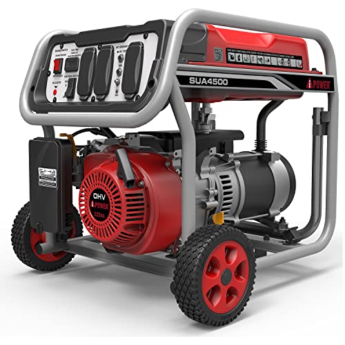 A-iPower SUA4500 4500 Watt Portable Generator Gas Powered Wheel Kit Included, EPA/CARB complied