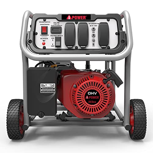 A-iPower SUA4500 4500 Watt Portable Generator Gas Powered Wheel Kit Included, EPA/CARB complied