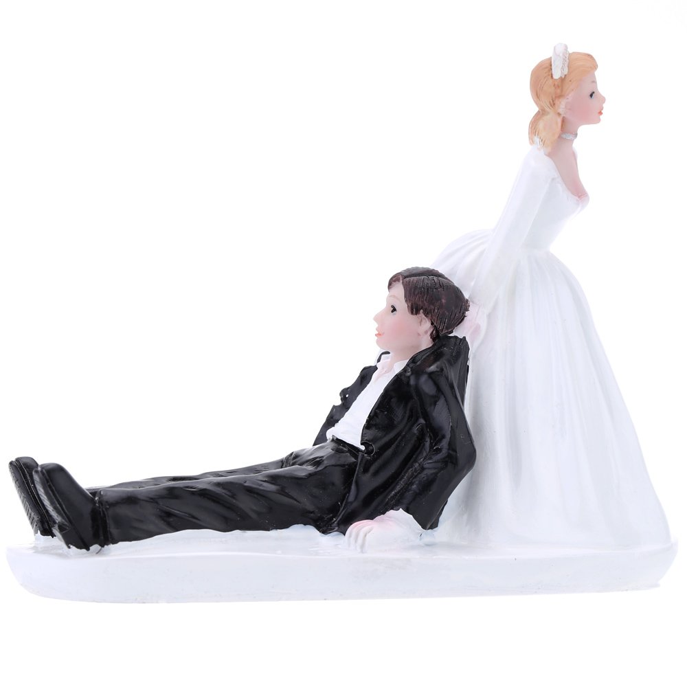 Anself Synthetic Resin Bride & Groom Wedding Cake Topper Romantic Wedding Party Decoration Adorable Figurine Craft Gift