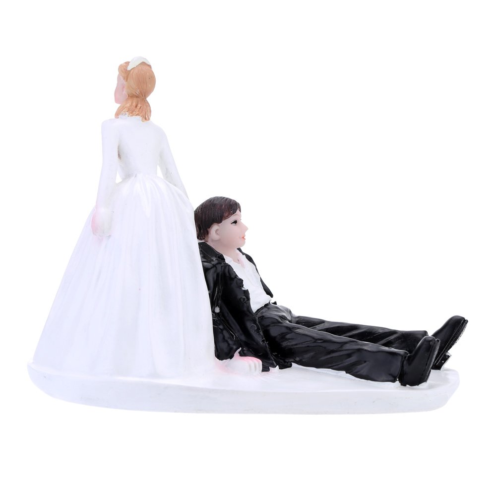 Anself Synthetic Resin Bride & Groom Wedding Cake Topper Romantic Wedding Party Decoration Adorable Figurine Craft Gift