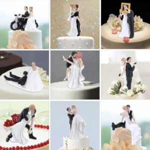 Anself Synthetic Resin Bride & Groom Wedding Cake Topper Romantic Wedding Party Decoration Adorable Figurine Craft Gift