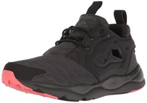 reebok women's furylite sole running shoe, black/gravel/fire coral, 5 m us