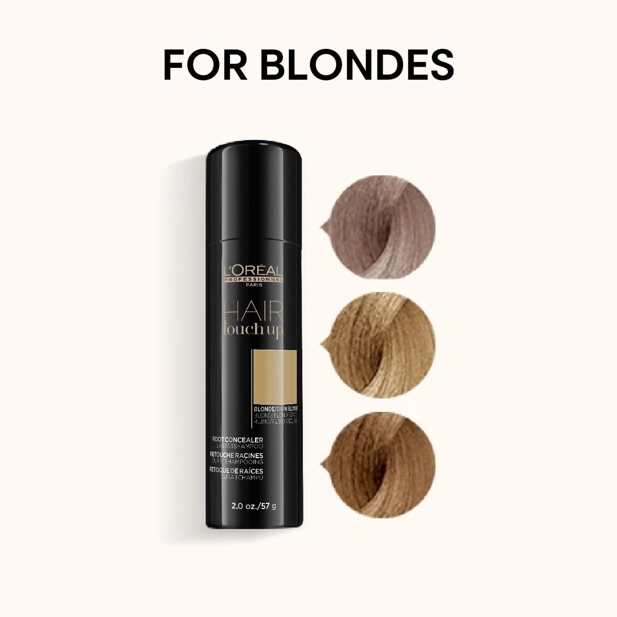 L'Oreal Professionnel Hair Root Touch Up | Root Concealer Spray | Blends and Covers Grey Hair | Temporary Hair Color for Blondes | 2 Oz.