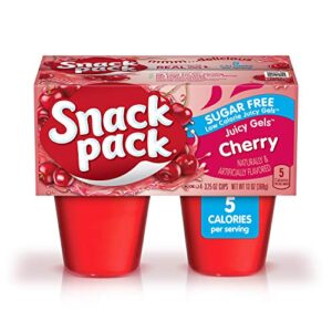 snack pack sugar free cherry flavored juicy gels, 4 count snack cups