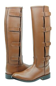 hispar women ladies spirit polo players boots tall knee high leather equestrian - tan 9 plus calf