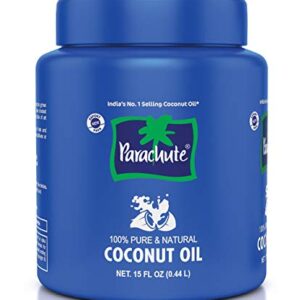 Parachute 100% Pure and Natural Unrefined Coconut Oil | No Chemicals & Added Preservatives | 15 Fl Oz Jar