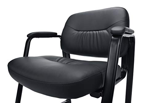 OFM ESS-9015 Bonded Leather Executive Side Chair with Sled Base, Black, Black