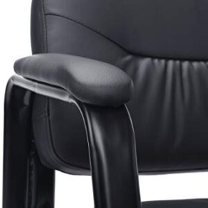 OFM ESS-9015 Bonded Leather Executive Side Chair with Sled Base, Black, Black