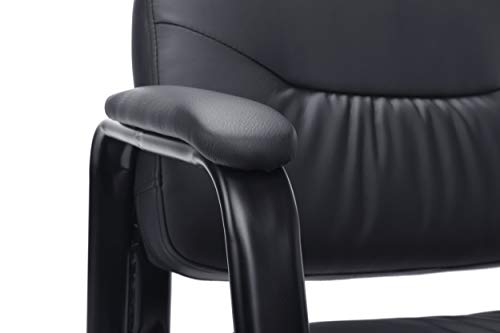 OFM ESS-9015 Bonded Leather Executive Side Chair with Sled Base, Black, Black