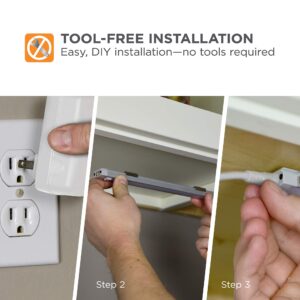 BLACK+DECKER LED Under Cabinet Lighting Kit, 3-Bars, 9 Inches Each, DIY Tool-Free Installation, Warm White, 2700K, 1080 Lumens, 15 Watts, Home Accent (LEDUC9-3WK)