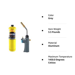 BLUEFIRE BTS-8090 Auto ON/OFF Trigger Start Heavy Duty Gas Welding Torch Head Adjustable Swirl Flame Hand Hold Portable Fuel by MAPP/MAP Pro/Propane 1lb Bottle Tank (Torch Kit with MAPP Cylinder)