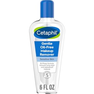 cetaphil gentle waterproof makeup remover, oil-free formula suitable for sensitive skin, 6.0 fluid ounce