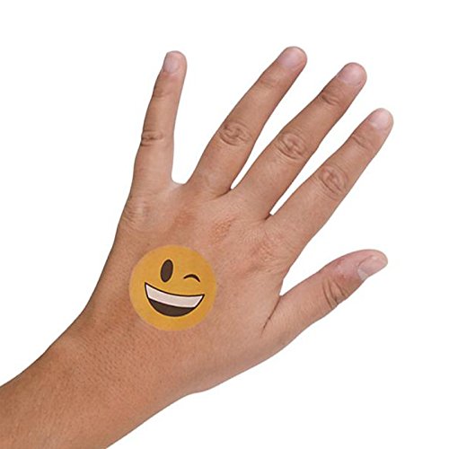 Temporary Emoticon Smiley Face Tattoos - 16 Assorted Emoticon Styles - Fun Gift, Party Favors, Party Toys, Goody Bag Stuffers, Easter Egg Stuffers 2" 144 Pack