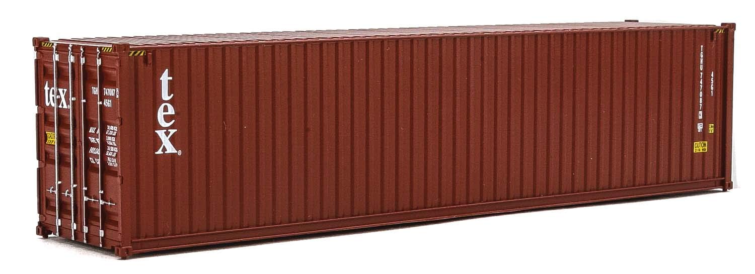 Walthers SceneMaster HO Scale Model of Tex (Brown, White) 40' Hi Cube Corrugated Side Container,949-8266