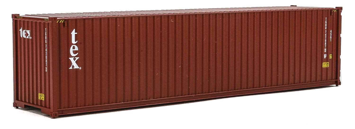 Walthers SceneMaster HO Scale Model of Tex (Brown, White) 40' Hi Cube Corrugated Side Container,949-8266