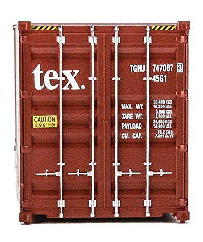 Walthers SceneMaster HO Scale Model of Tex (Brown, White) 40' Hi Cube Corrugated Side Container,949-8266