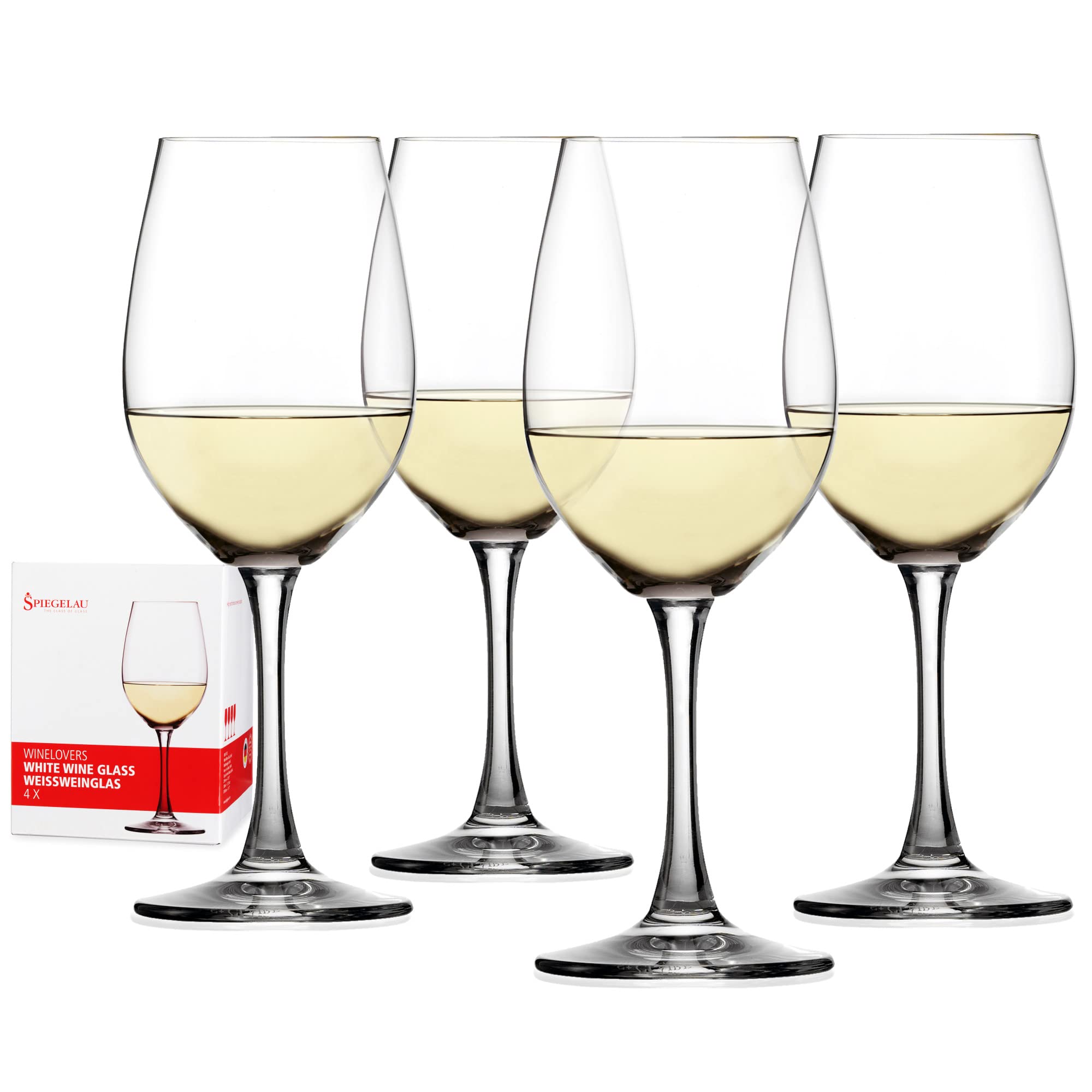 Spiegelau Wine Lovers White Wine Glasses, Set of 4, European-Made Lead-Free Crystal, Classic Stemmed, Dishwasher Safe, Professional Quality White Wine Glass Gift Set, 13.4 oz