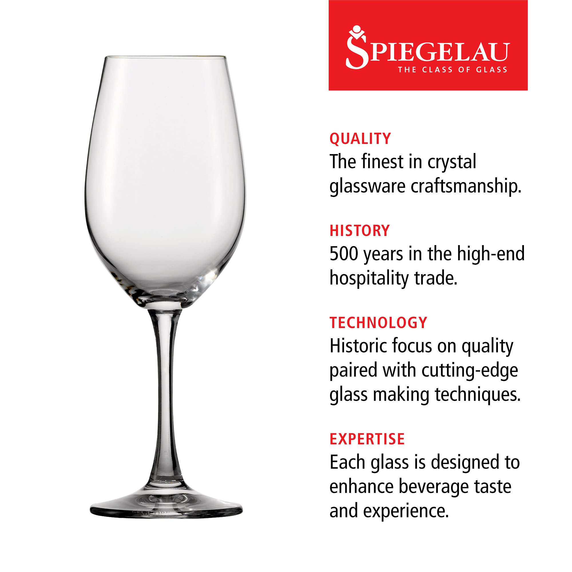 Spiegelau Wine Lovers White Wine Glasses, Set of 4, European-Made Lead-Free Crystal, Classic Stemmed, Dishwasher Safe, Professional Quality White Wine Glass Gift Set, 13.4 oz