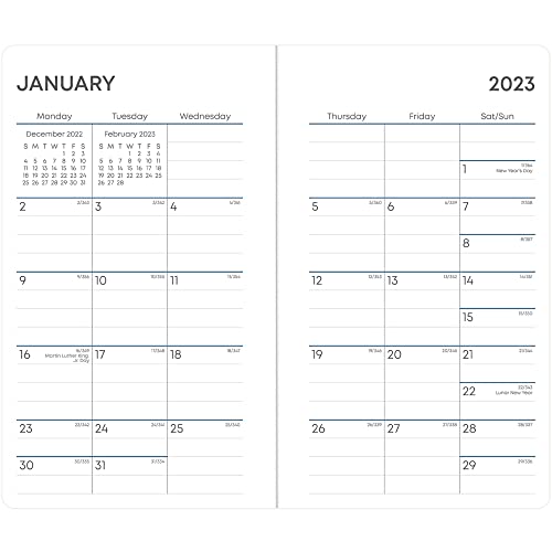 2023-2024 Blue Sky™ 24-Month Weekly/Monthly Planning Calendar, 3-5/8" x 6-1/8", Ashlyn Navy, January 2023 To December 20