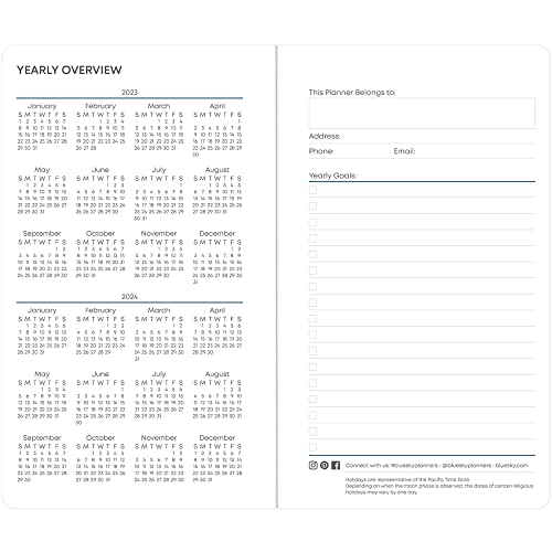 2023-2024 Blue Sky™ 24-Month Weekly/Monthly Planning Calendar, 3-5/8" x 6-1/8", Ashlyn Navy, January 2023 To December 20