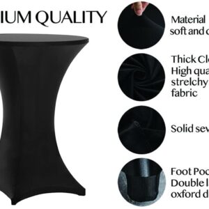 Tina's 32x43 Inch Highboy Spandex Cocktail Table Covers Black, Cocktail Table Spandex Covers, Fitted Stretch Cocktail Table Tablecloth for Round Tables