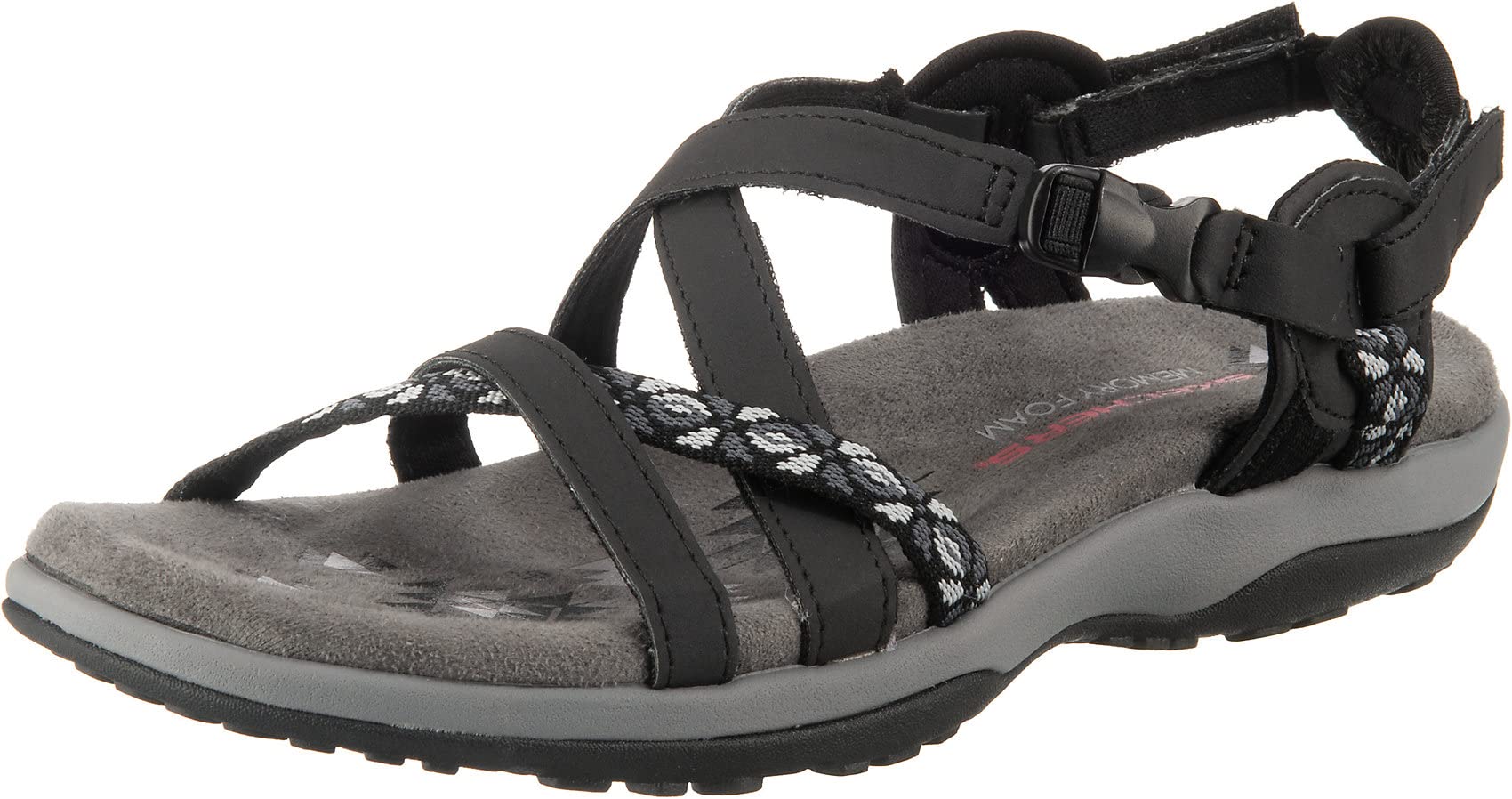 Skechers Women's Regga Slim Keep Close Gladiator Sandal,black,11 M US