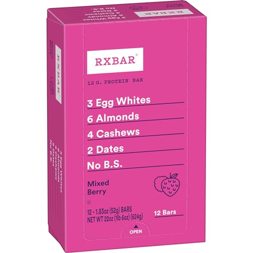 RXBAR Protein Bars, Protein Snack, Snack Bars, Mixed Berry, 12 Count (Pack of 1)