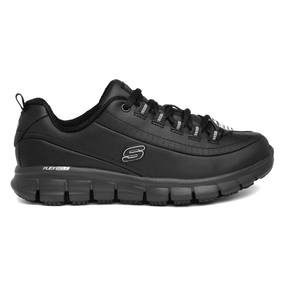 Skechers Women's Sure Track-TRICKEL Work Shoes, Black Leather, 7