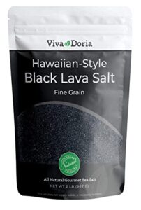 viva doria hawaiian black lava sea salt, fine grain, lava salt, 2 lb (907 g)