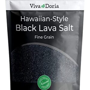 Viva Doria Hawaiian Black Lava Sea Salt, Fine Grain, Lava Salt, 2 lb (907 g)