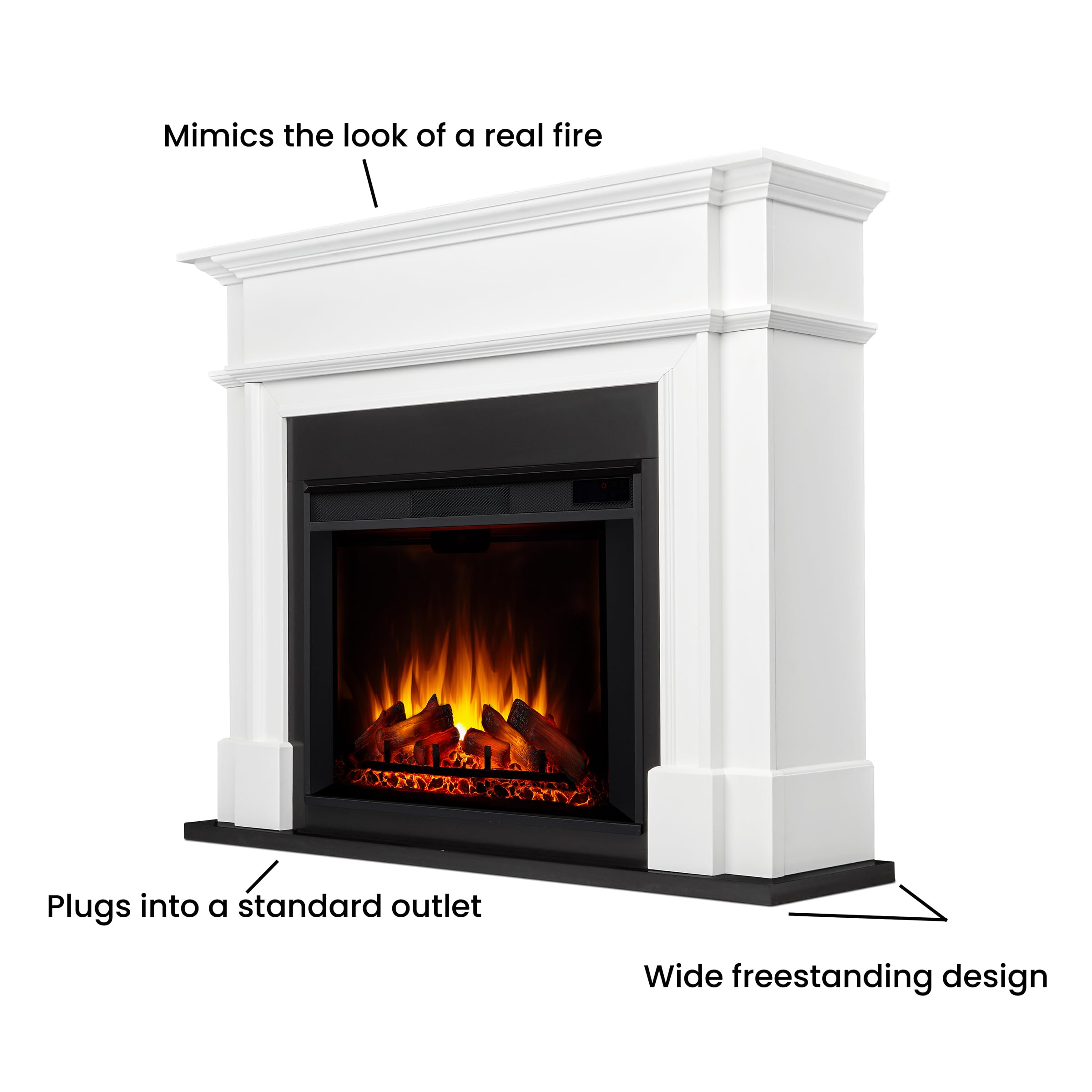 Real Flame White 8060E Harlan Grand Electric Fireplace, Large