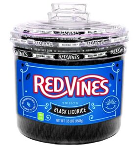 red vines twists, black licorice flavor, 3.5lb bulk tub, old fashioned soft & chewy candy