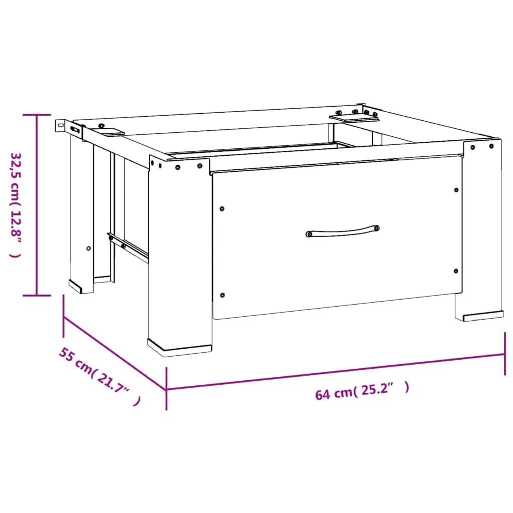 vidaXL Heavy-Duty Steel Washing Machine Pedestal with Storage Drawer - White, Suitable for All Standard Washing Machines and Dryers, Non-Slip and Scratch Protection Design